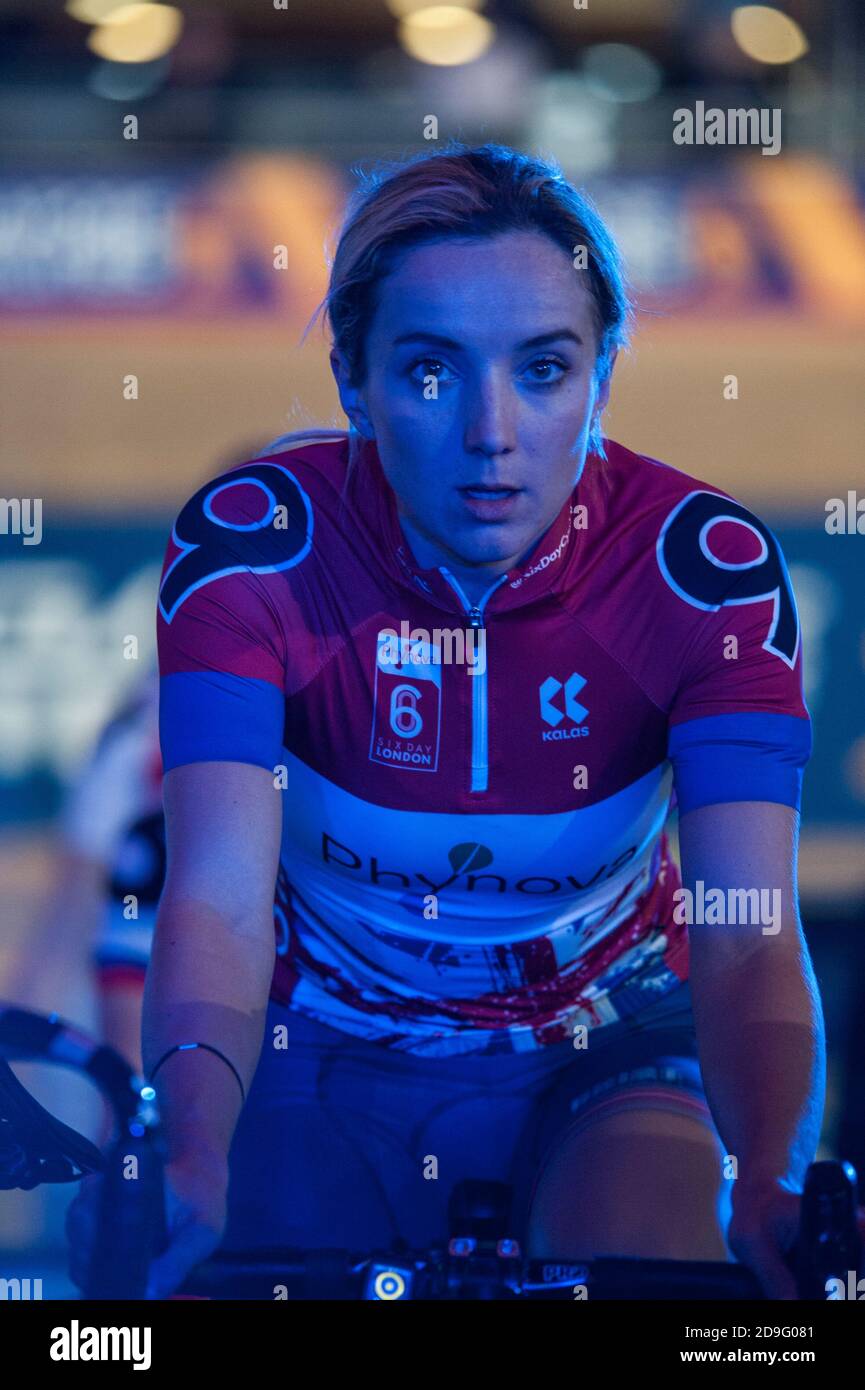 Elinor Barker warms up before racing. Riders were taking part in the ...