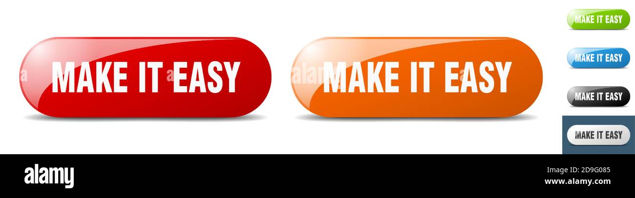 make it easy button. sign. key. push button set Stock Vector Image ...
