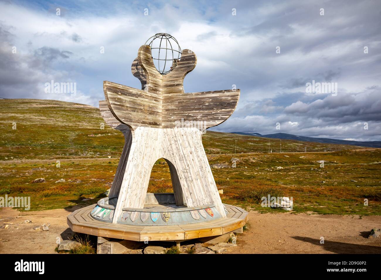 The Polar Circle monument at The Arctic Circle center or Polarsirkelen in Norway Stock Photo - Alamy