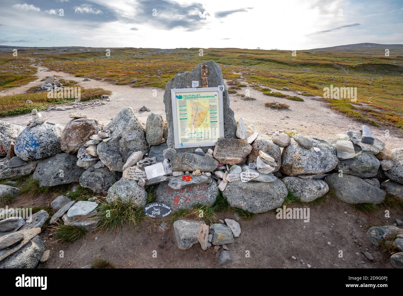 Saltfjellet info board map at The Arctic Circle center or Polarsirkelen ...