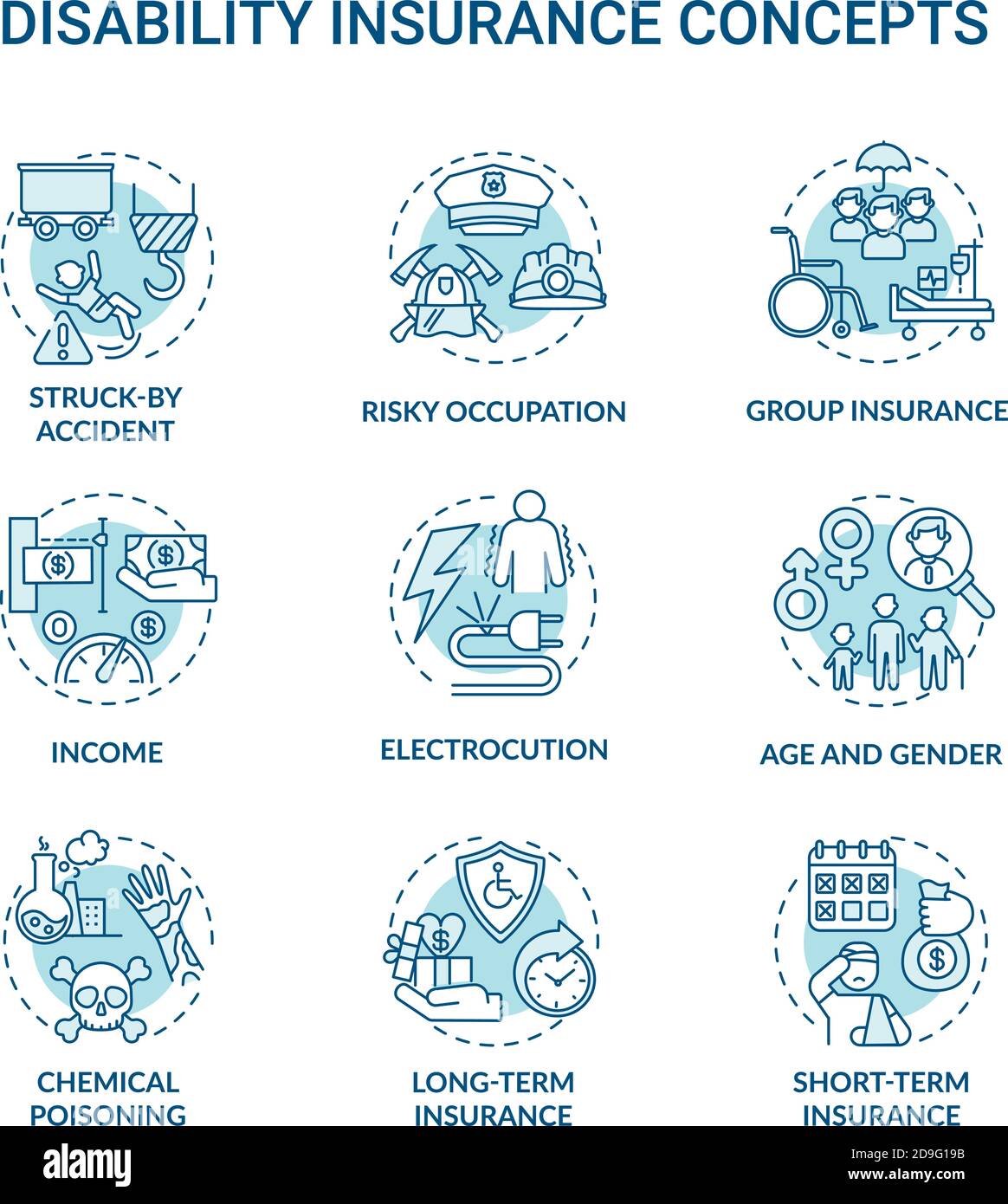 Disability insurance concept icons set Stock Vector Image & Art - Alamy