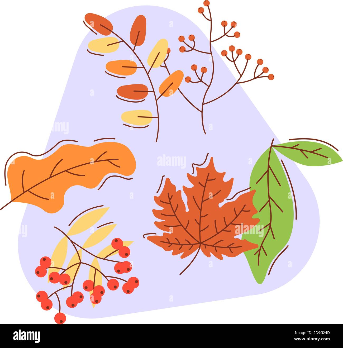 Falling dried leaves flat vector concept illustration with abstract ...
