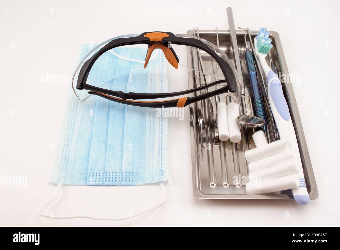 Group of tools and accessories for prevention and treatment of teeth ...