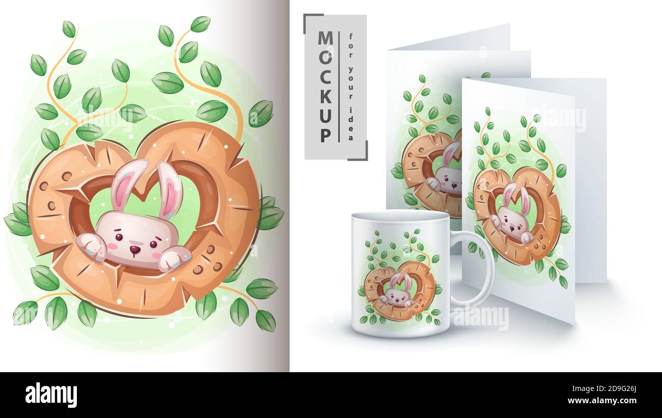 Rabbit illustration - poster and merchandising Stock Vector Image & Art ...
