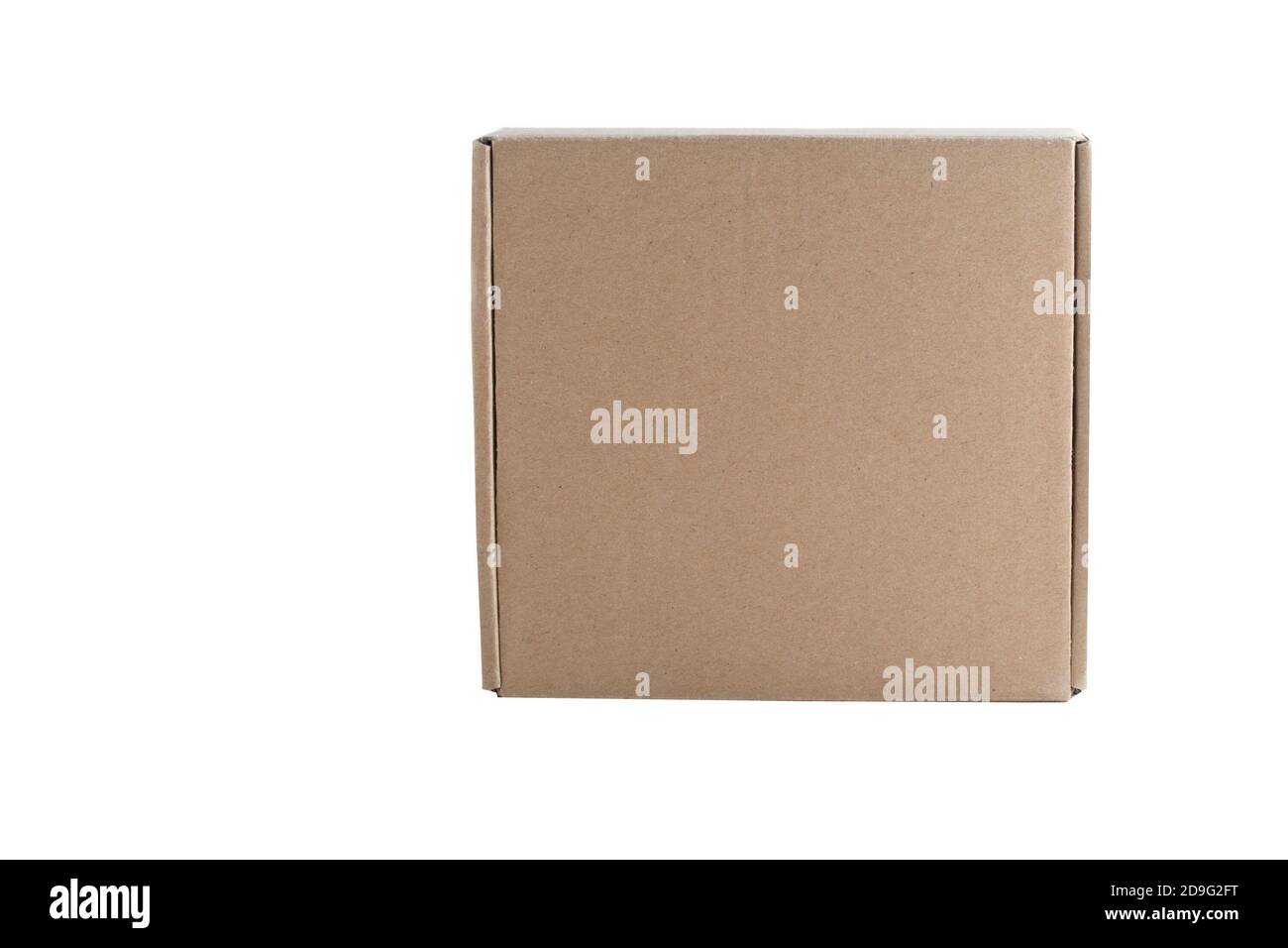 Closed square box package delivery cardboard carton isolated on white ...