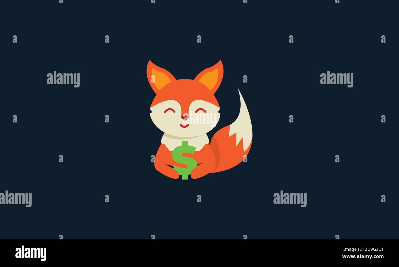 animal fox with money cute logo vector icon design Stock Vector Image ...