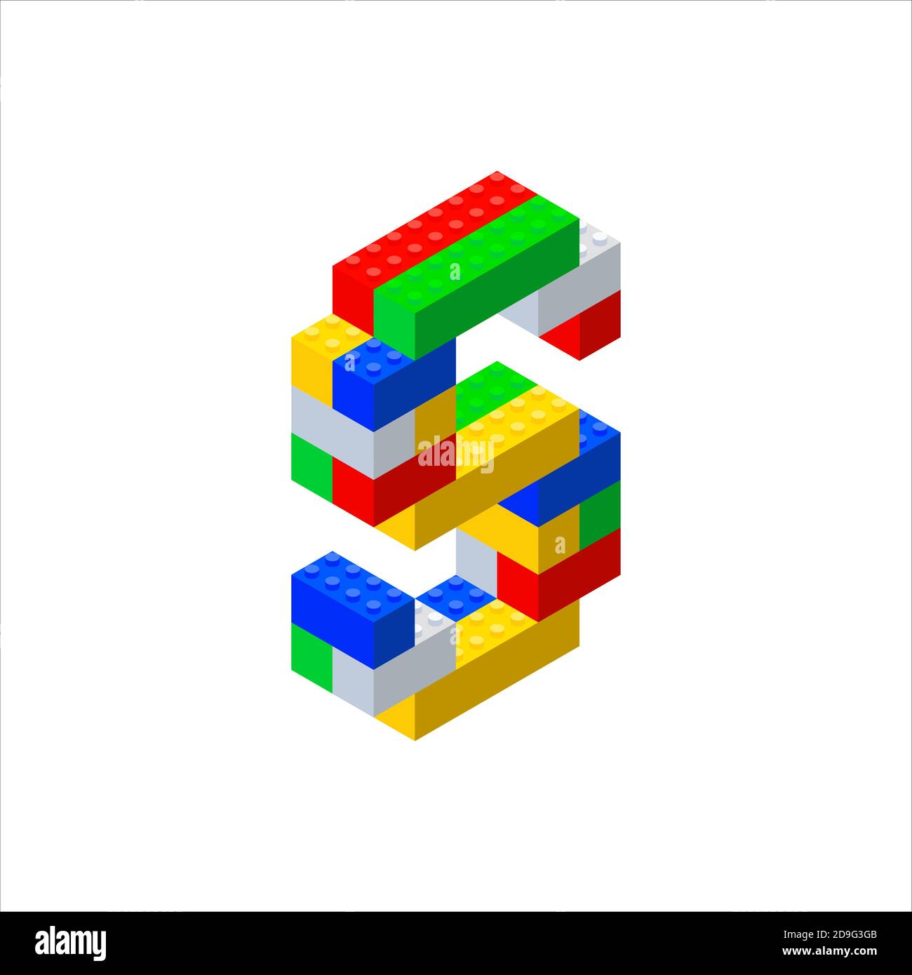Isometric font made from color plastic blocks. The childrens designer ...