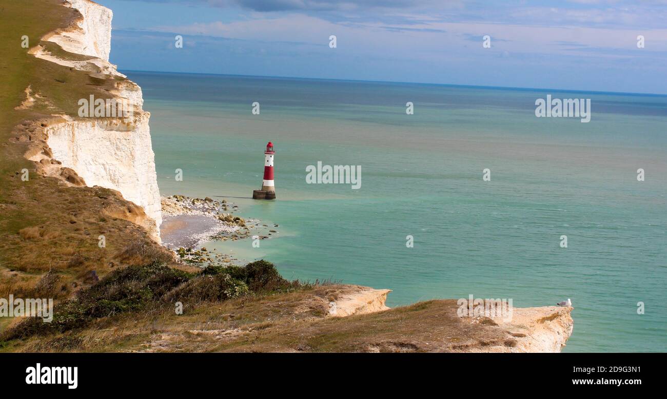 Seven Sisters Cliffs with lighthouse Stock Photo - Alamy