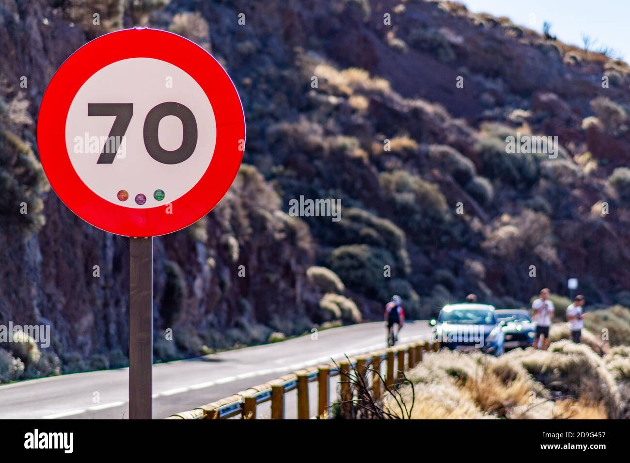 Speed limit 70 km / h traffic sign Stock Photo - Alamy