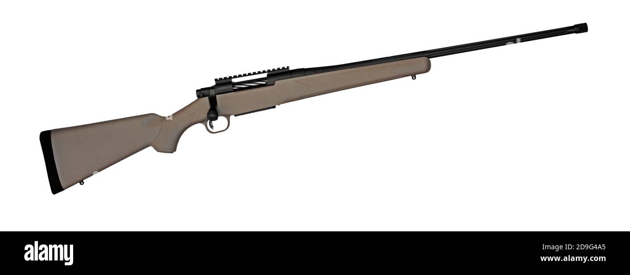 High powered bolt action hunting rifle isolated on a white background ...