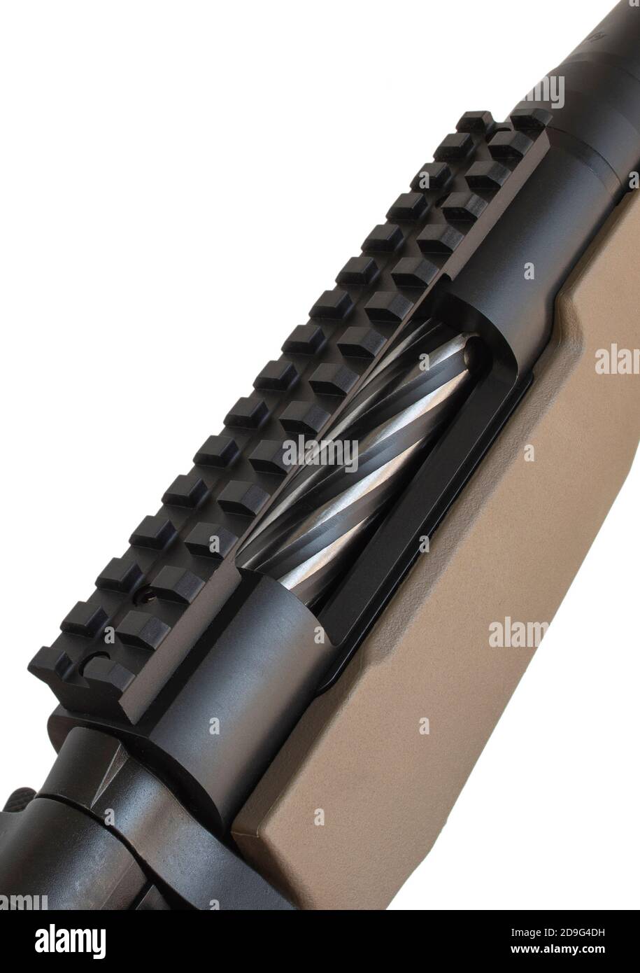 Bolt action rifle receiver and bolt with a rail on top Stock Photo - Alamy