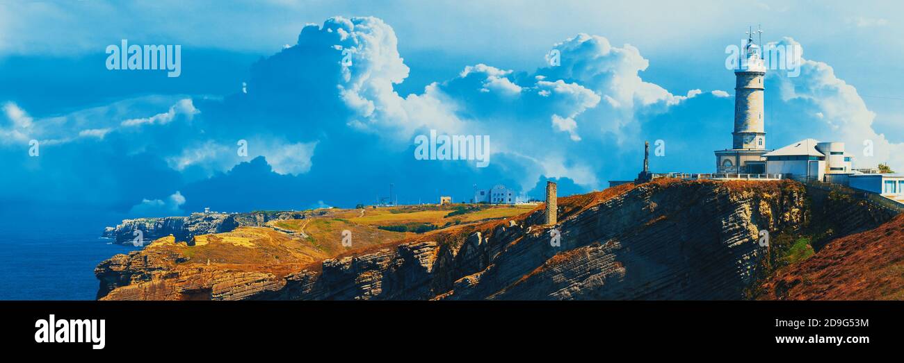 Beautiful natural landscape Cabo Mayor Lighthouse.Scenery coastline and ...