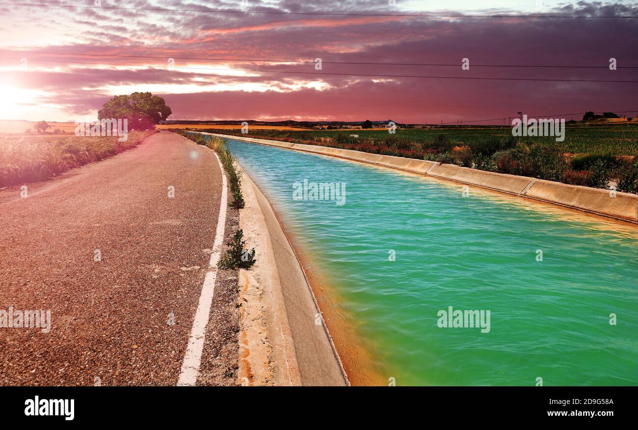 Agricultural and countryside infrastructures.Irrigation channel and ...