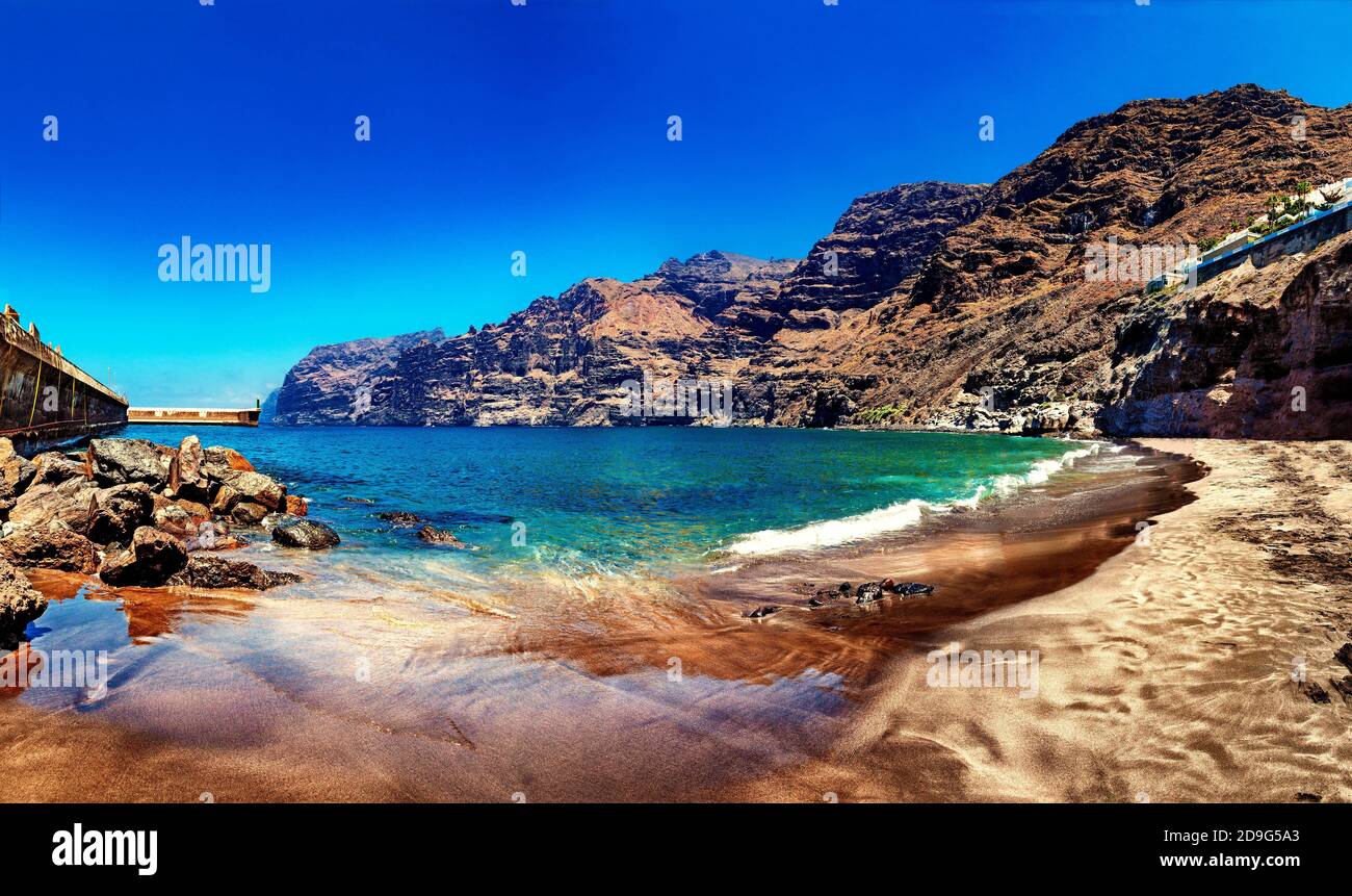 Scenery landscape in Canary island.Sea and bech.Los Gigantes Cliff ...
