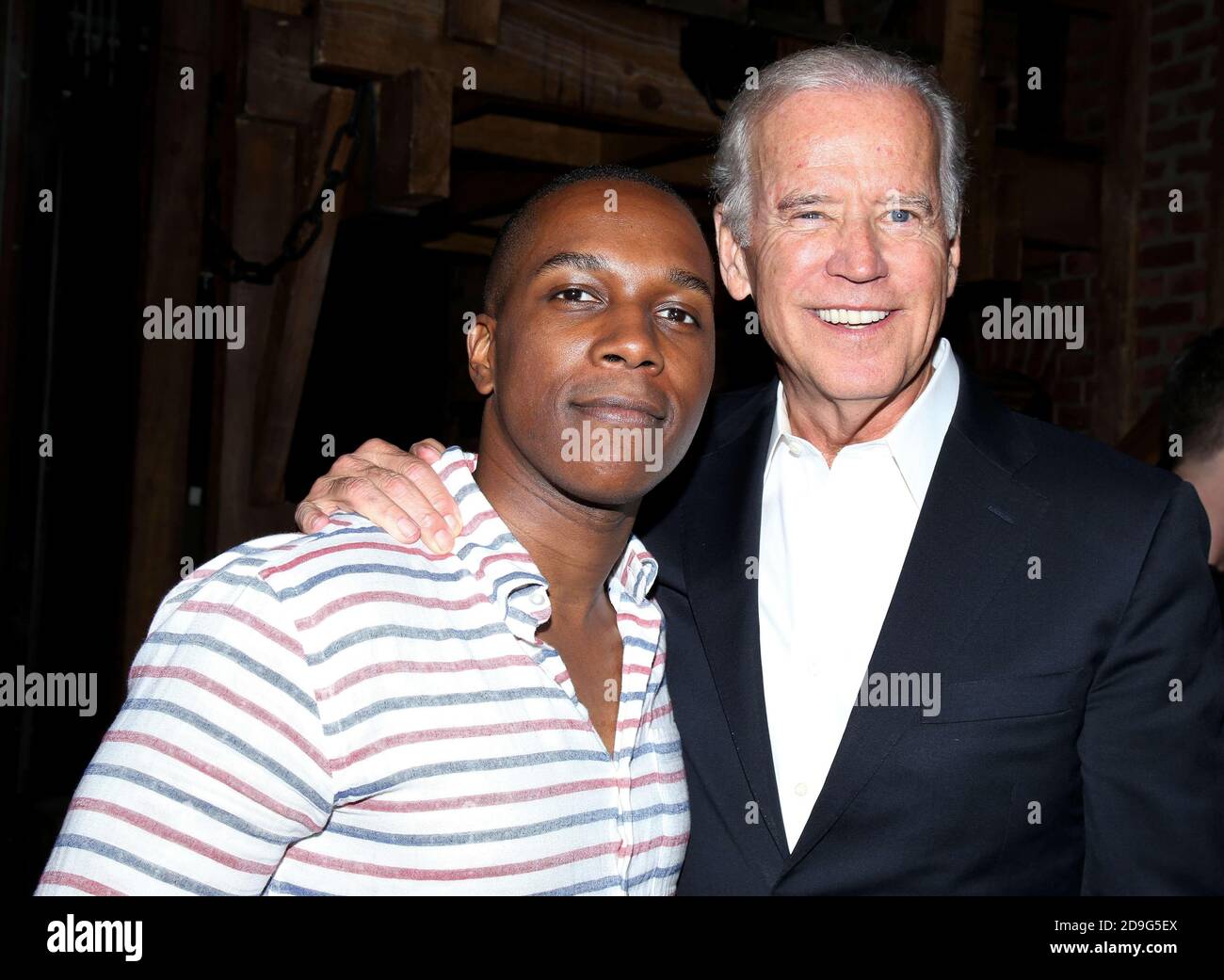 NEW YORK, NY- JULY 27: Joe Biden visits Leslie Odom Jr. from the cast ...