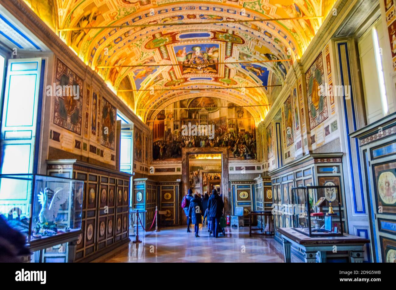 Interiors and ceiling of a hall in Vatican city museums in Italy Europe ...