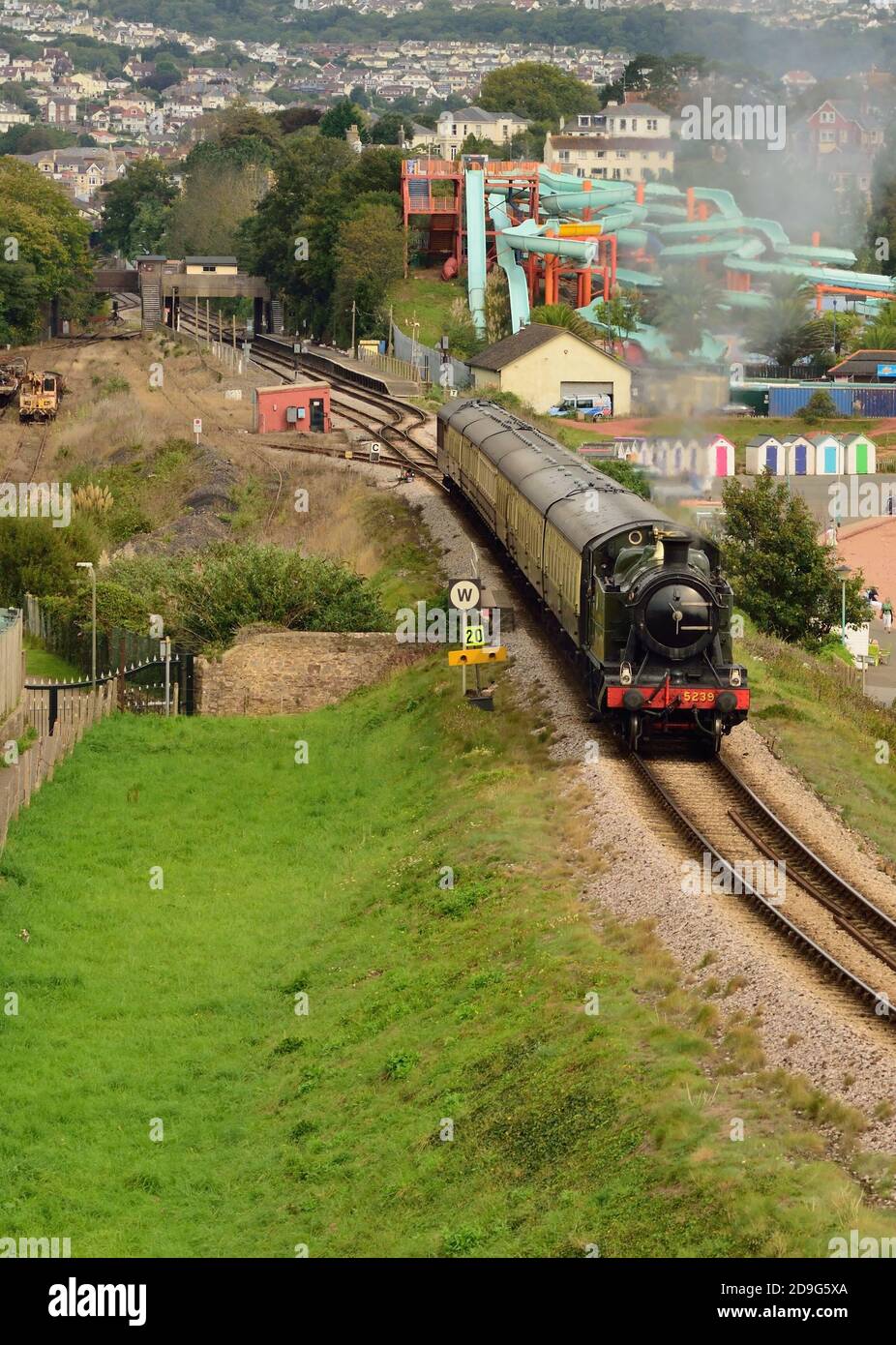 Steam train leaving Goodrington on the Dartmouth Steam Railway, hauled ...