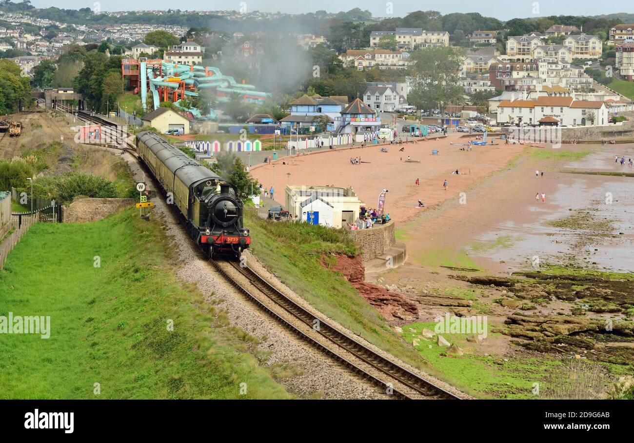 Steam train leaving Goodrington on the Dartmouth Steam Railway, hauled ...