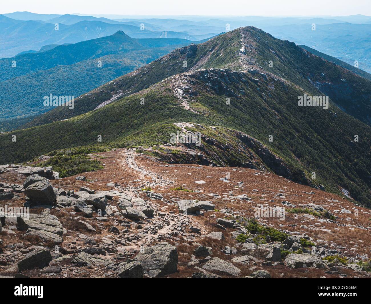 The view along Franconia Ridge looking towards Mount Lincoln from Mount ...