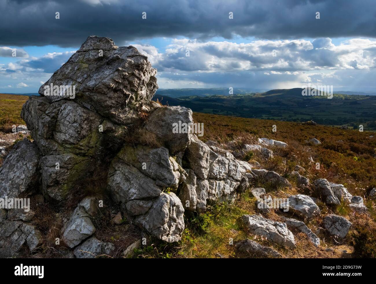 Evening light on the south Shropshire landscape, seen from the ...
