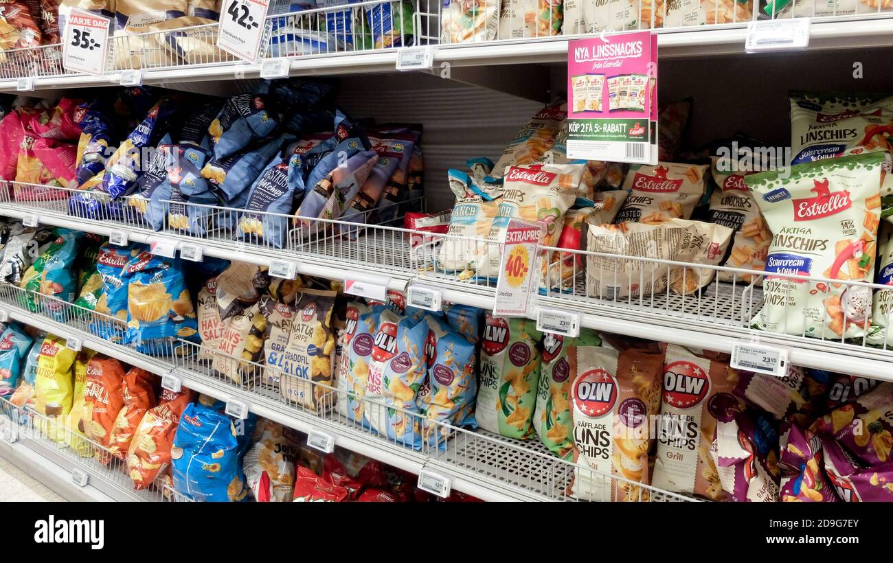 Swedish potato chips, crisps in a grocery store Stock Photo - Alamy