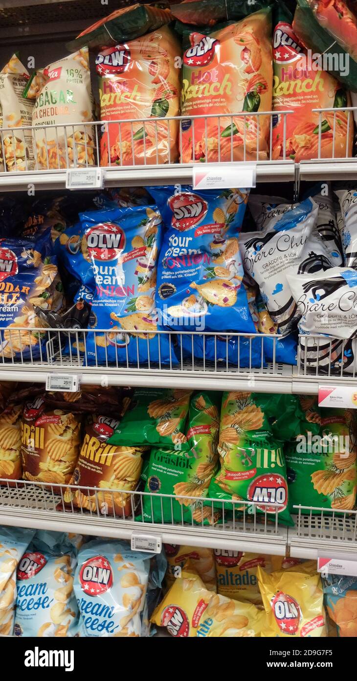 Swedish potato chips, crisps in a grocery store Stock Photo - Alamy