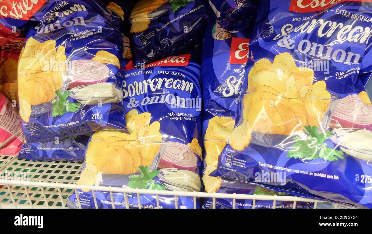 Swedish potato chips, crisps in a grocery store Stock Photo - Alamy