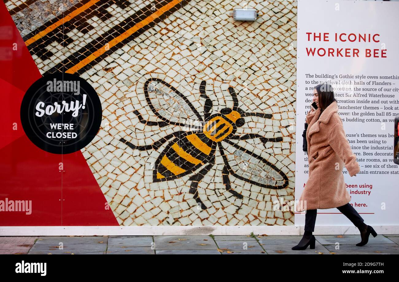Manchester Albert Square Sorry we're closed sign on the hoardings ...