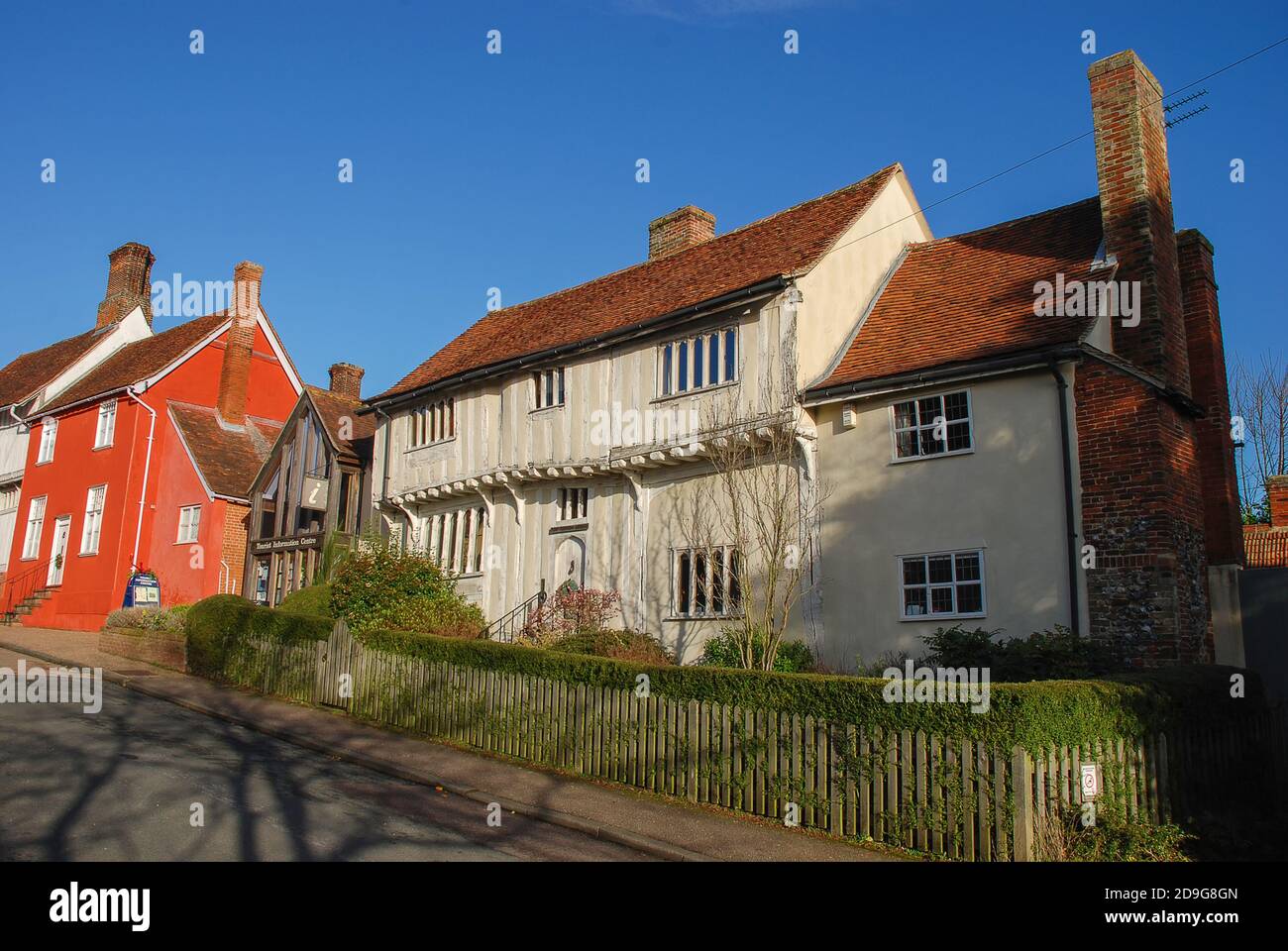 Historic buildings in the Suffolk market town of Lavenham, UK Stock ...