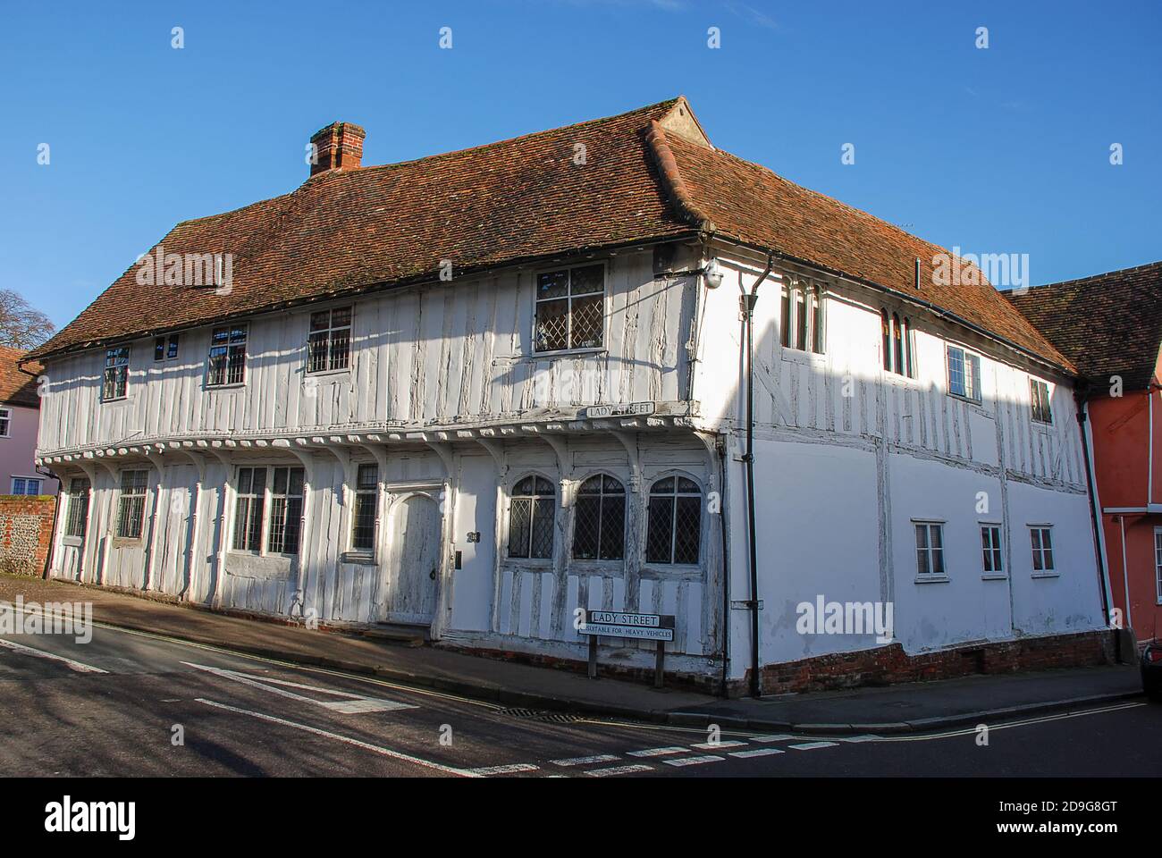 Historic buildings in the Suffolk market town of Lavenham, UK Stock ...