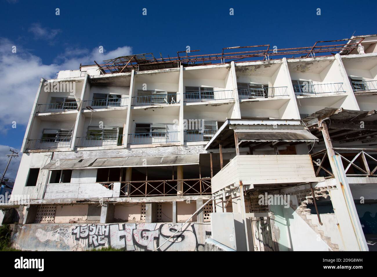 Derelict and dilapidated hotel in Bridgetown Barbados Stock Photo - Alamy