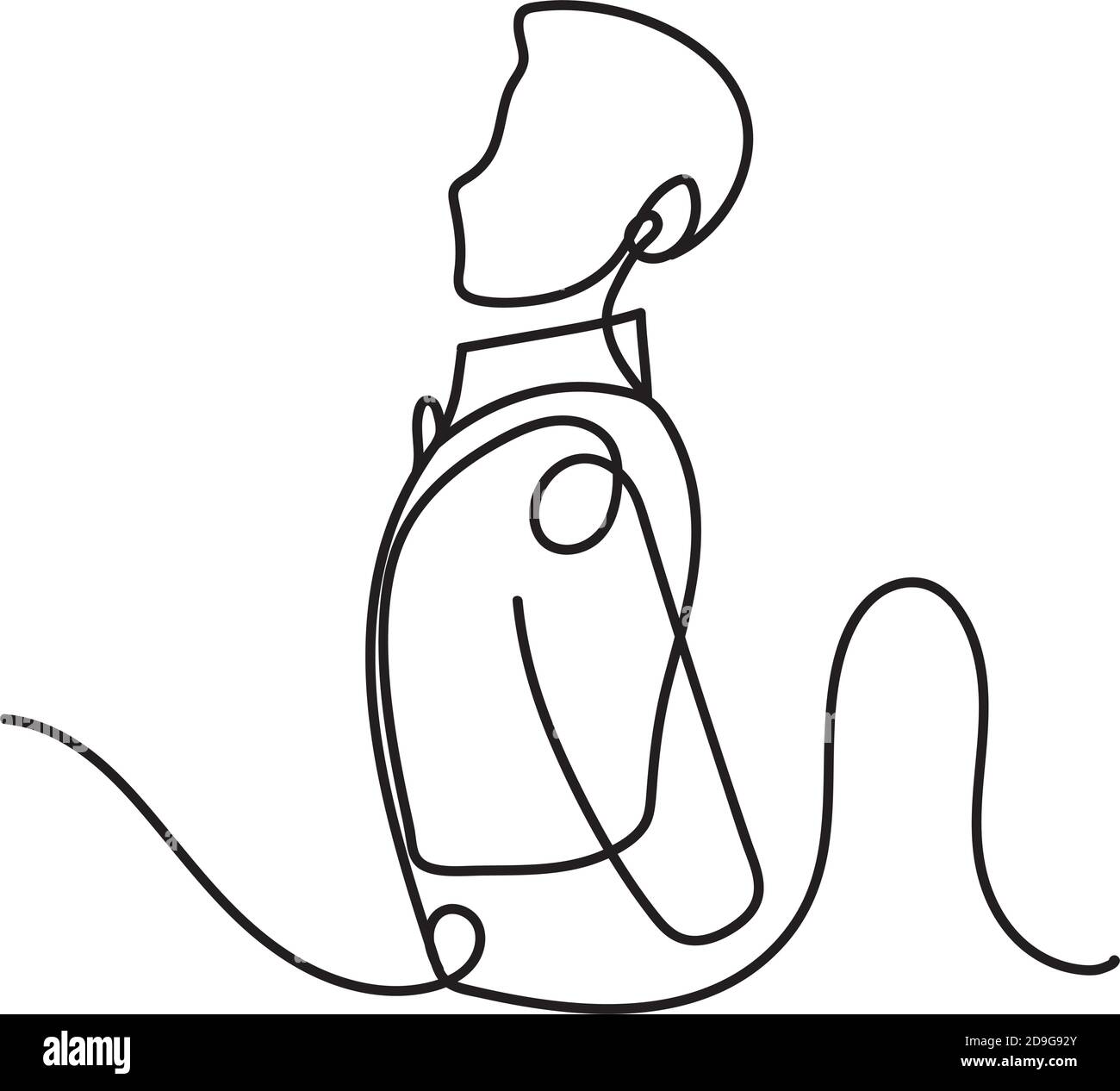 elegant man side view portrait continuous line, isolated design vector ...