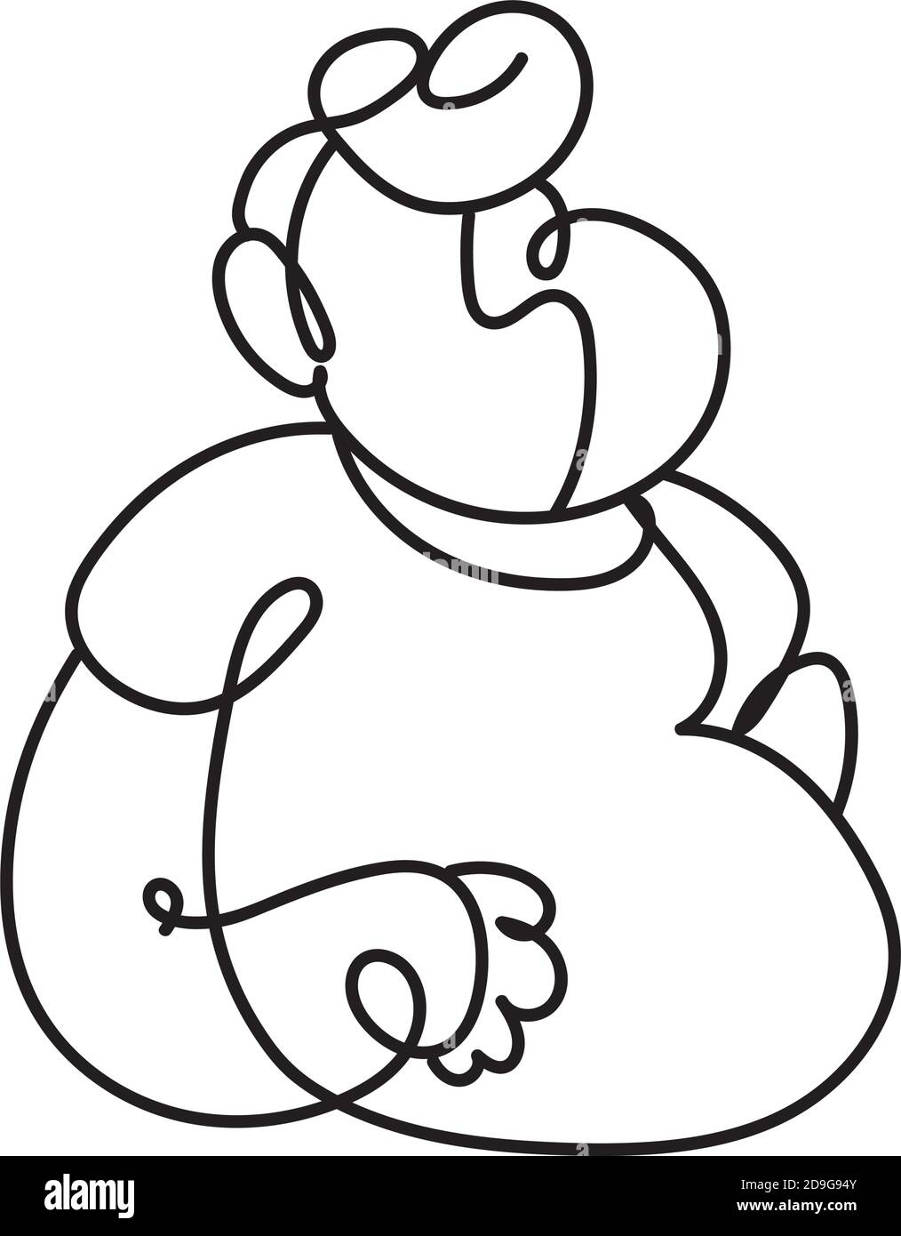 fat man portrait simple continuous line, isolated design vector ...