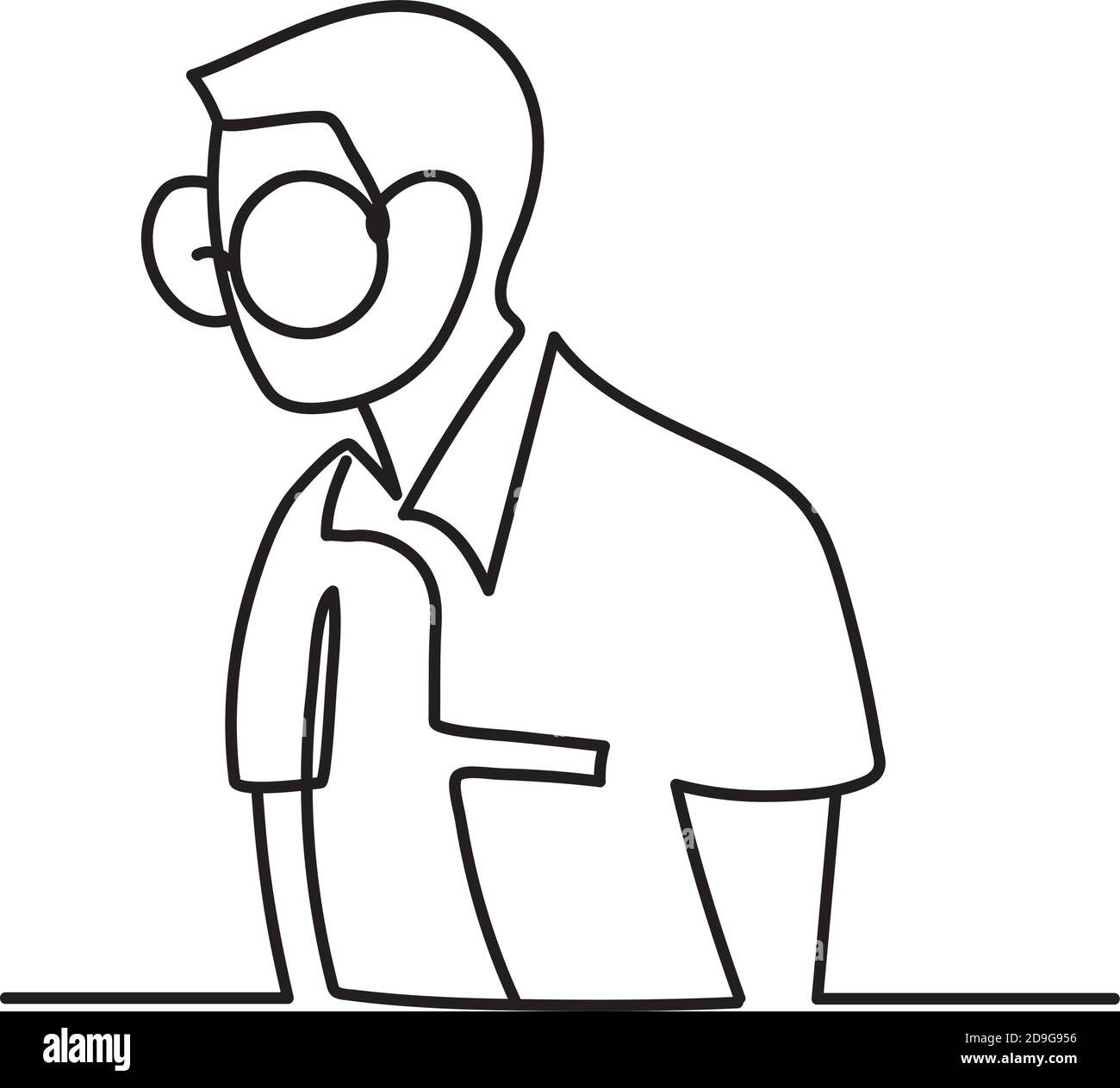 nerd man with glasses portrait continuous line style vector ...