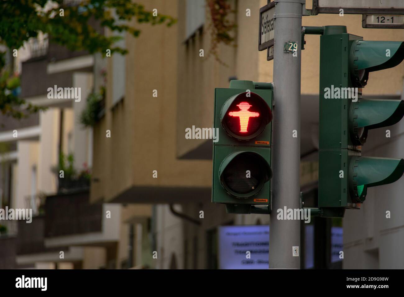 Red west german Ampelmann street crossing sign in Charlottenburg Berlin ...