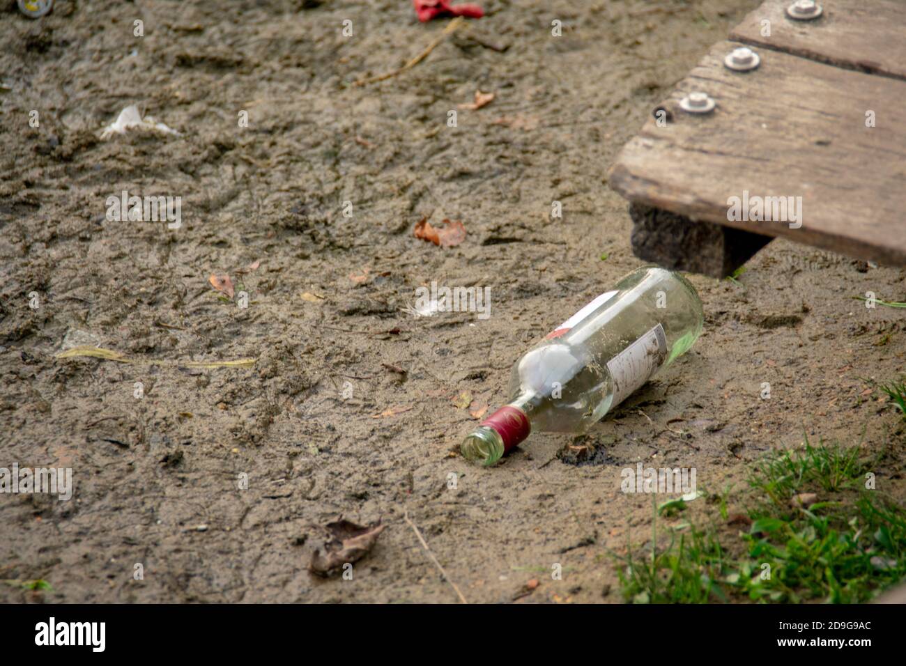 Glass bottle litter on the ground at Lietzensee Charlottenburg Berlin ...