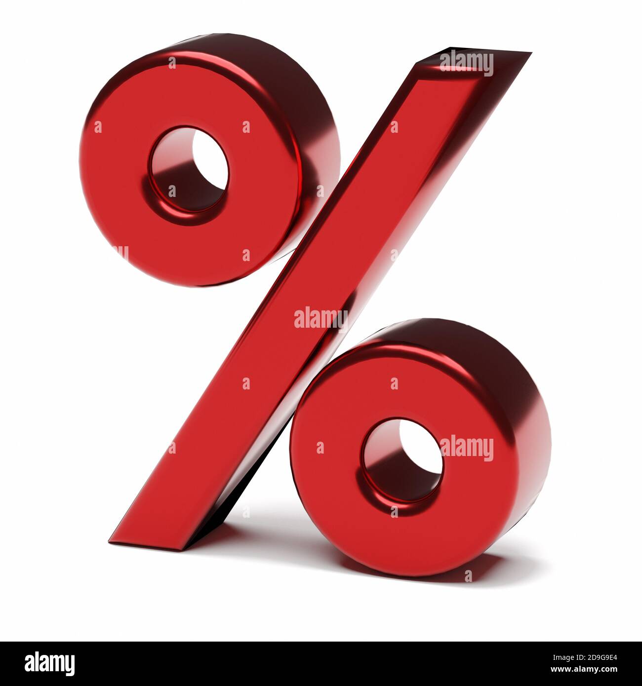 Red percentage sign isolated on white. Business concept. 3d rendering ...