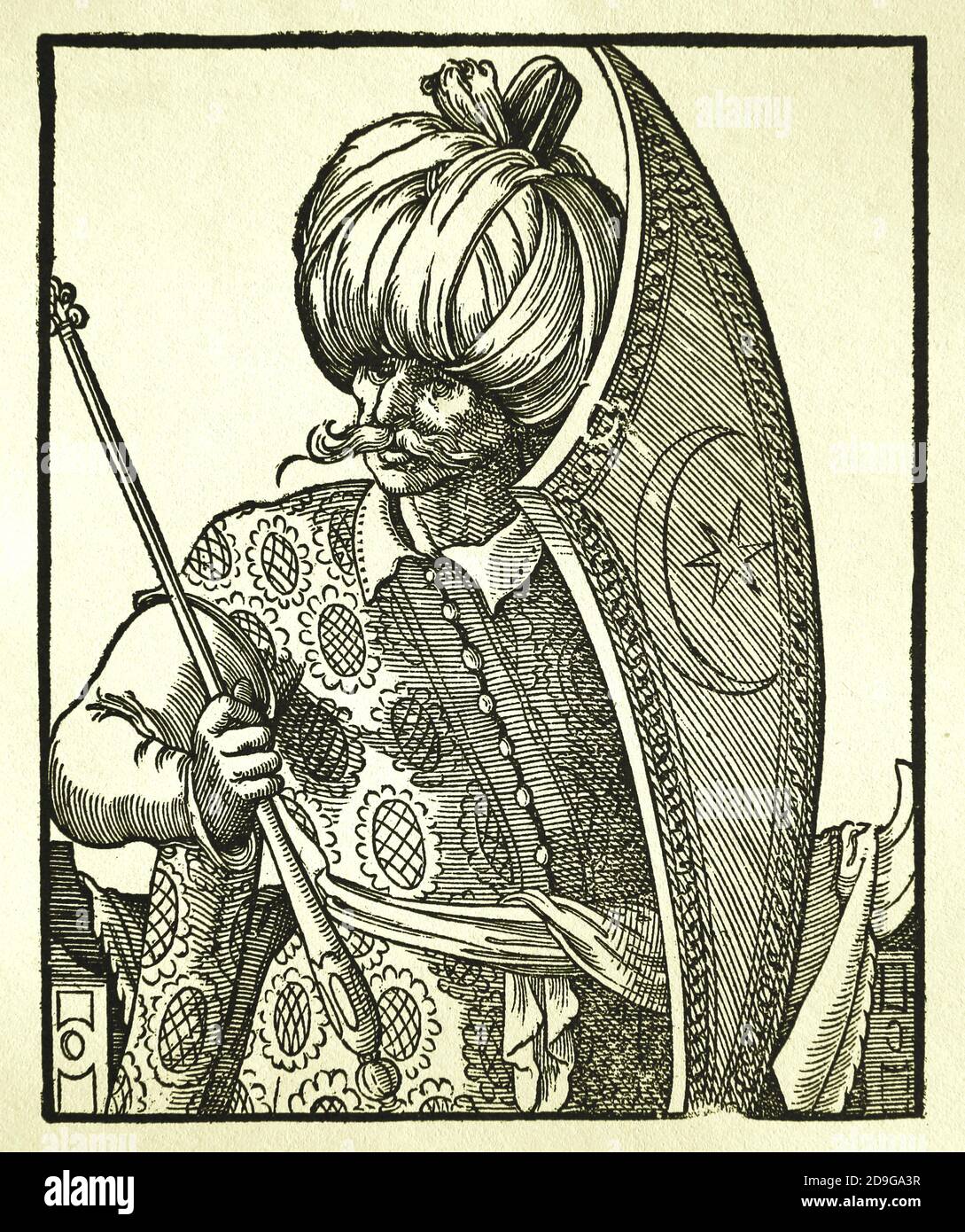 Modern era. Ottoman Empire. 16th century. Turk with shield and scepter ...