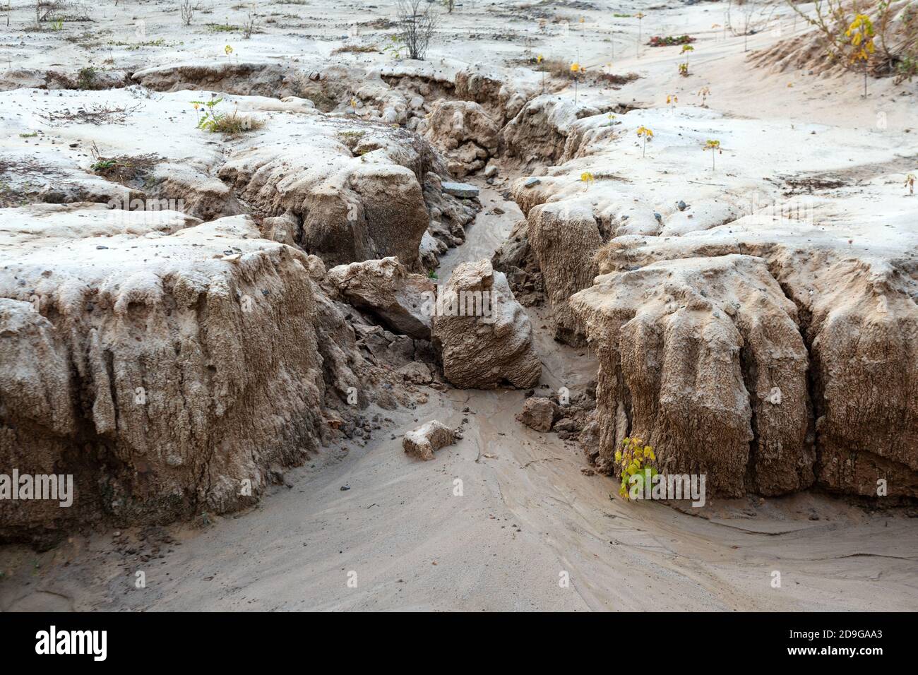 Foil erosion. Formation of gullies in a field due to runoff of ...