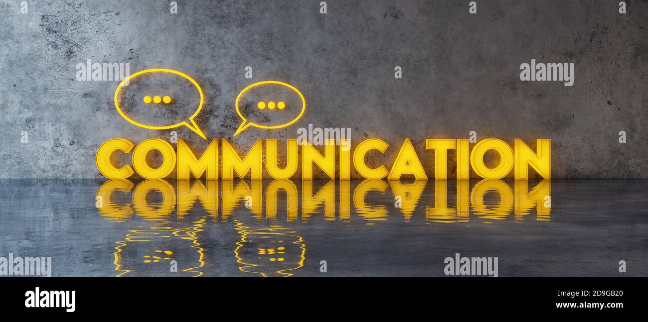 Communication concept with speech bubbles on concrete wall 3d render 3d ...