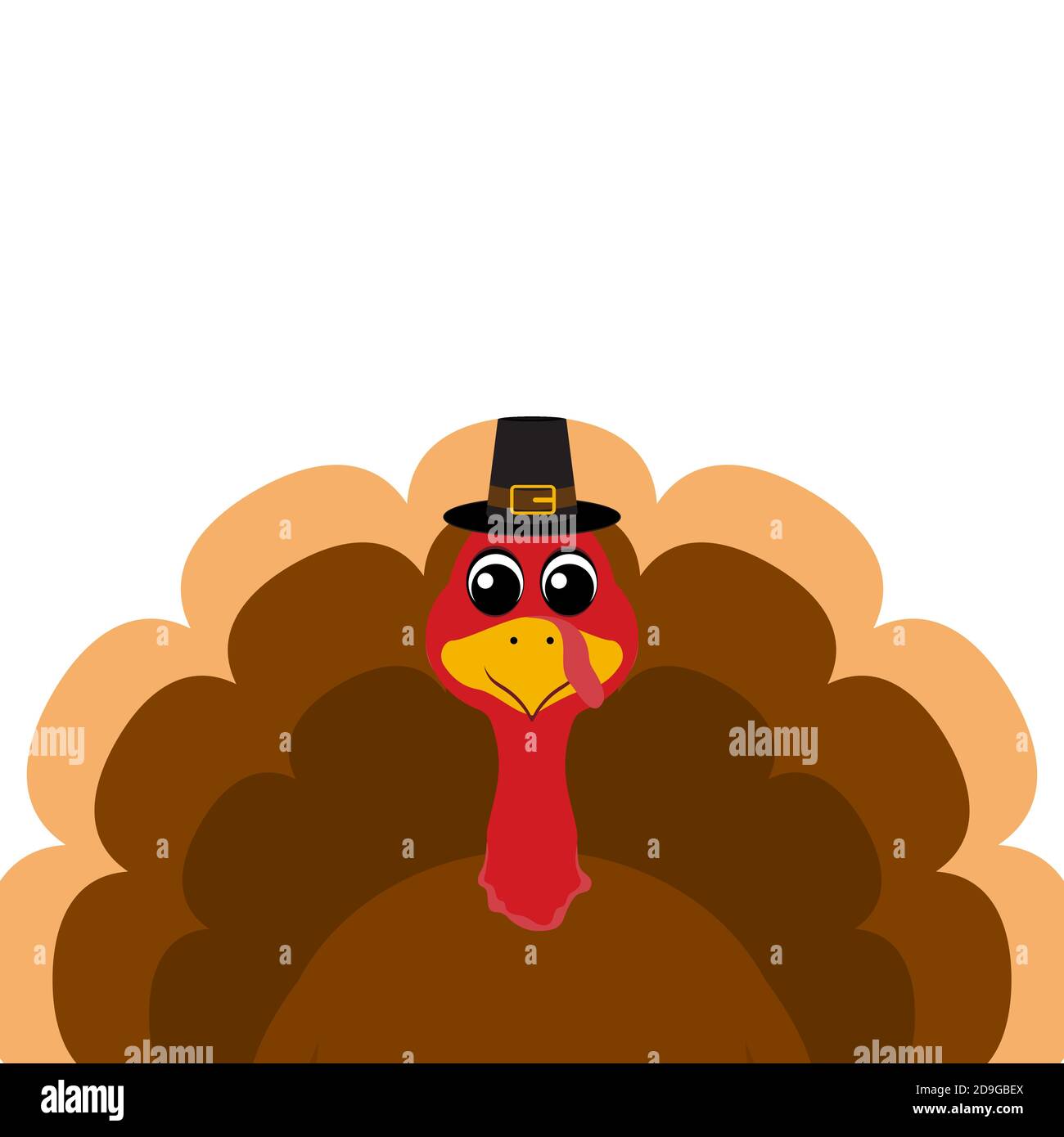 Thanksgiving cartoon turkey stands on a white background. Vector ...