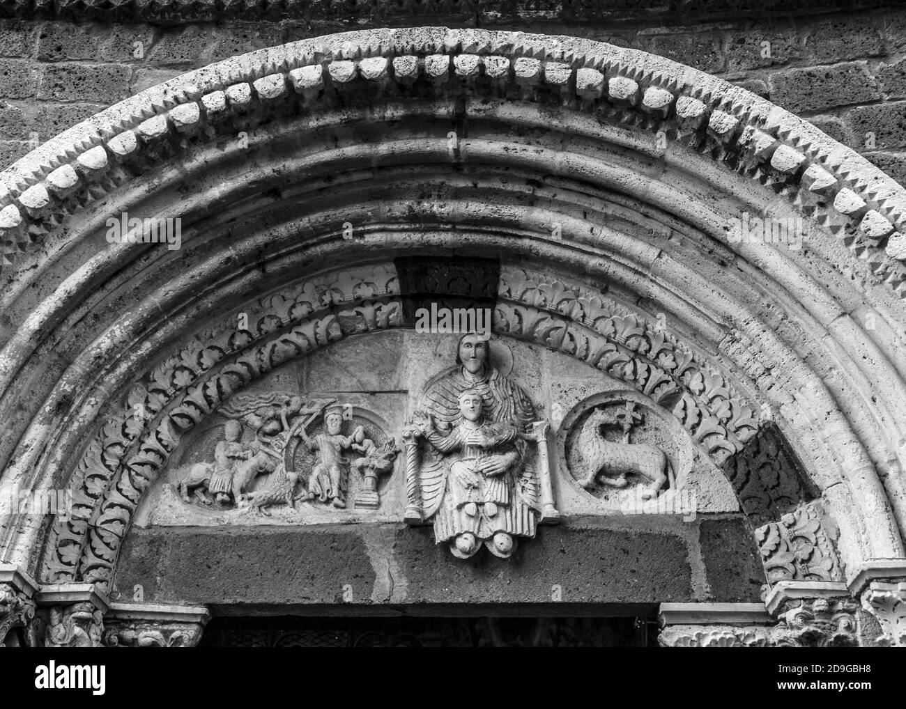 Entrance statues of Santa Maria Maggiore Romanesque basilica church in ...