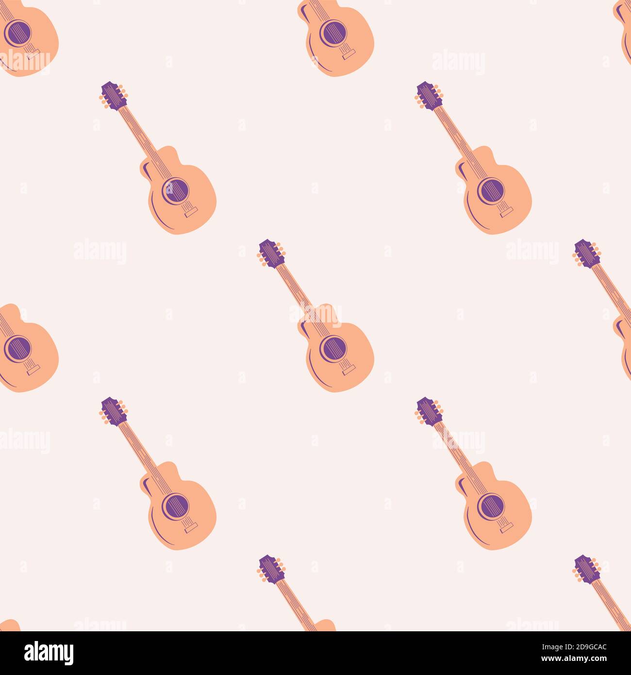 Love music seamless pattern with country guitar, music notes, treble ...