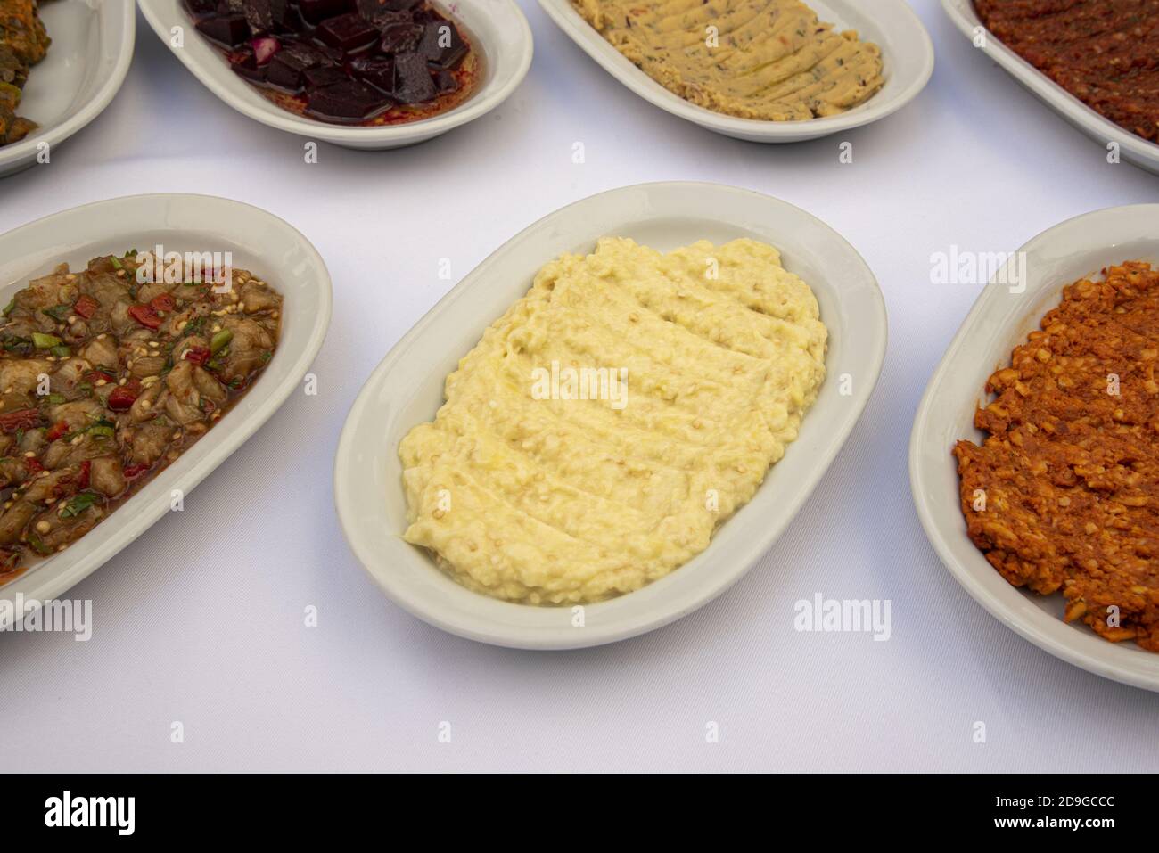 Top view closeup of Turkish food appetizers isolated on white ...