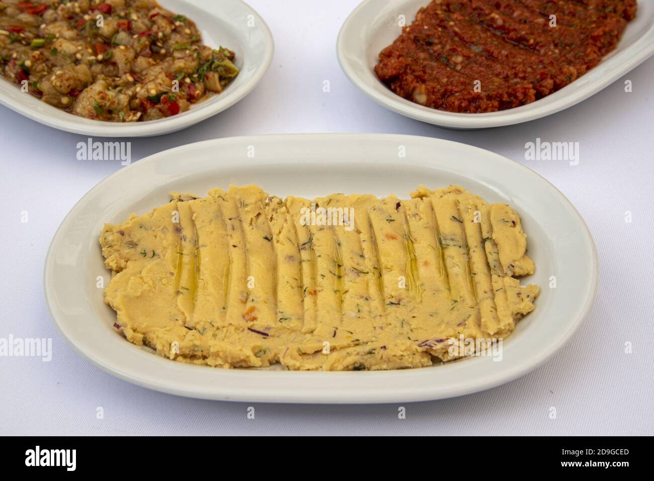 Top view closeup of Turkish food appetizers isolated on white ...