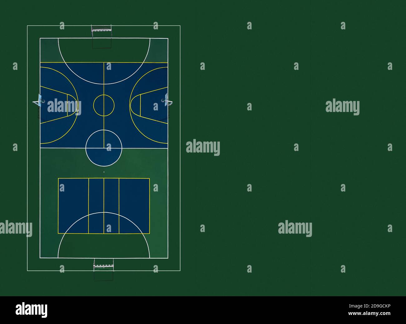 Universal sports ground, aerial view. Game sports volleyball, football ...