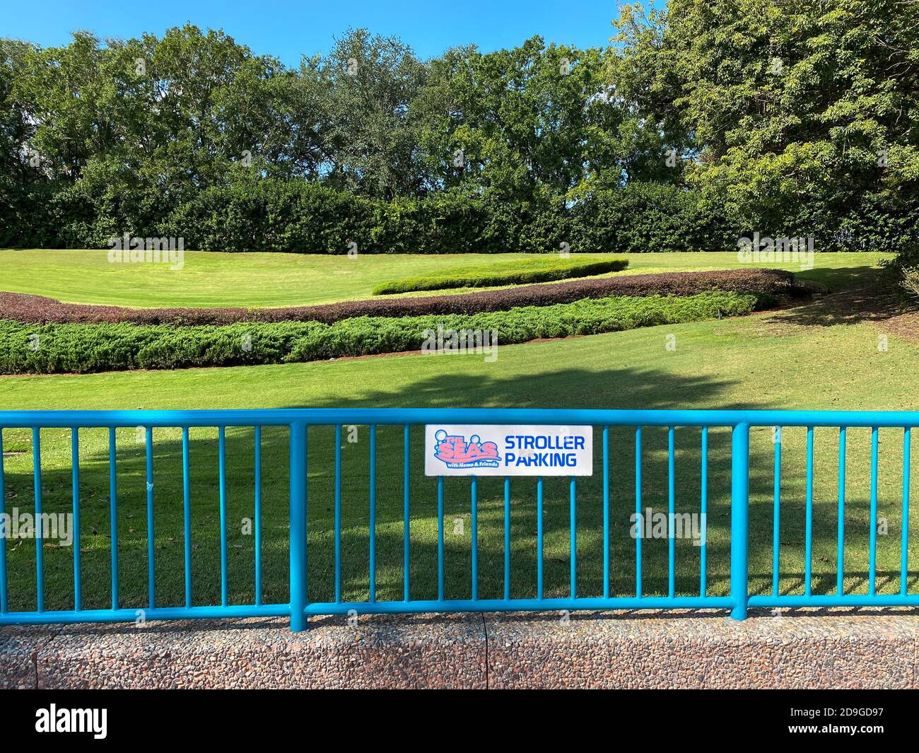 Orlando, FL/USA - 10/14/20: The stroller parking area sign outside of ...