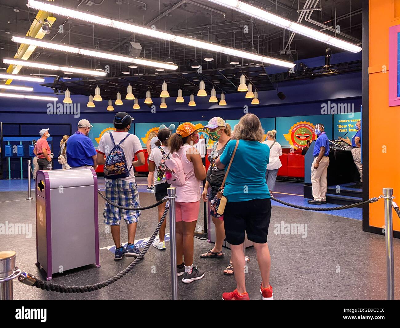 Orlando, FL/USA - 10/14/20: People waiting in line to get on the ...