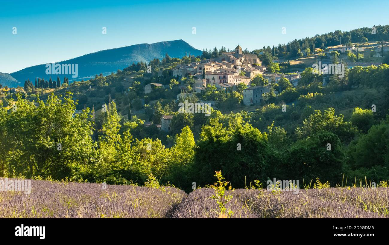 Banon in Provence, beautiful village with lavender fields Stock Photo ...