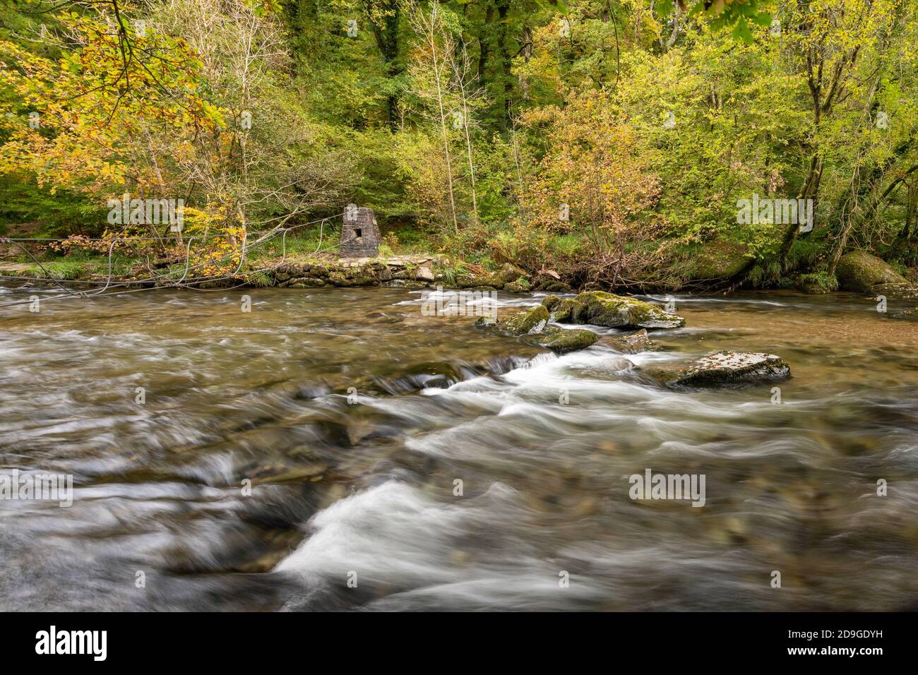 Long exposure of the river Barle flowing through the Barle Valley at ...